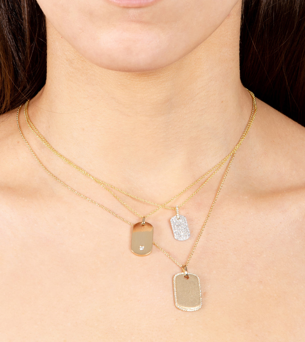 Diamond Dog Tag Necklace – Olive & Chain