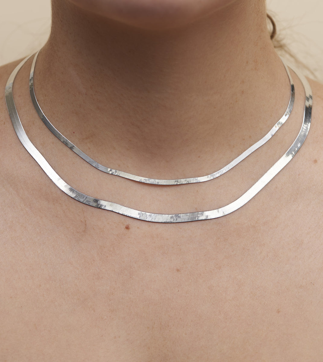 14k White Gold Herringbone Chain Necklace – OLIVE & CHAIN